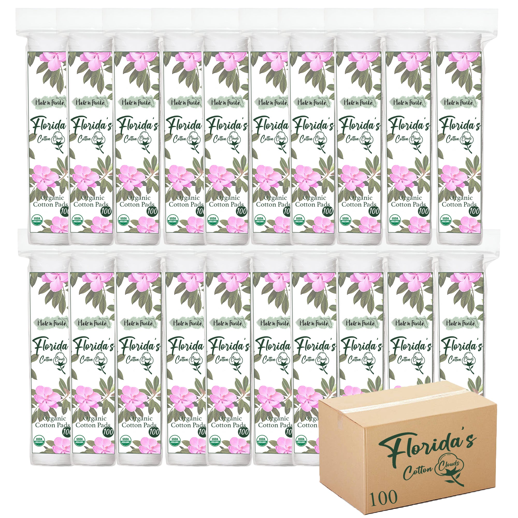 Organic Cotton Pads Box 100 Units – Florida's Cotton Clouds